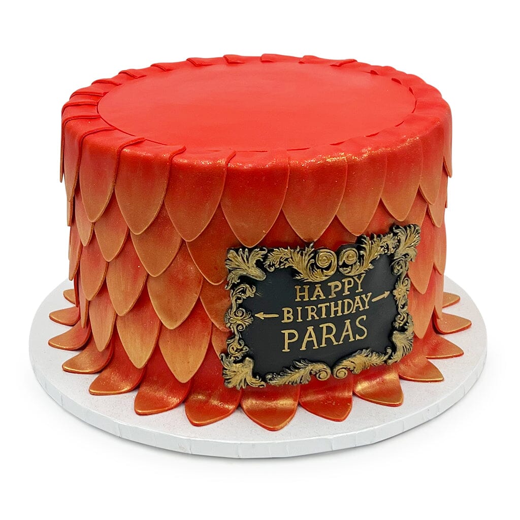 Ombre Red Scaled Birthday Cake | Red Dragon Kids Cake – Freed's Bakery