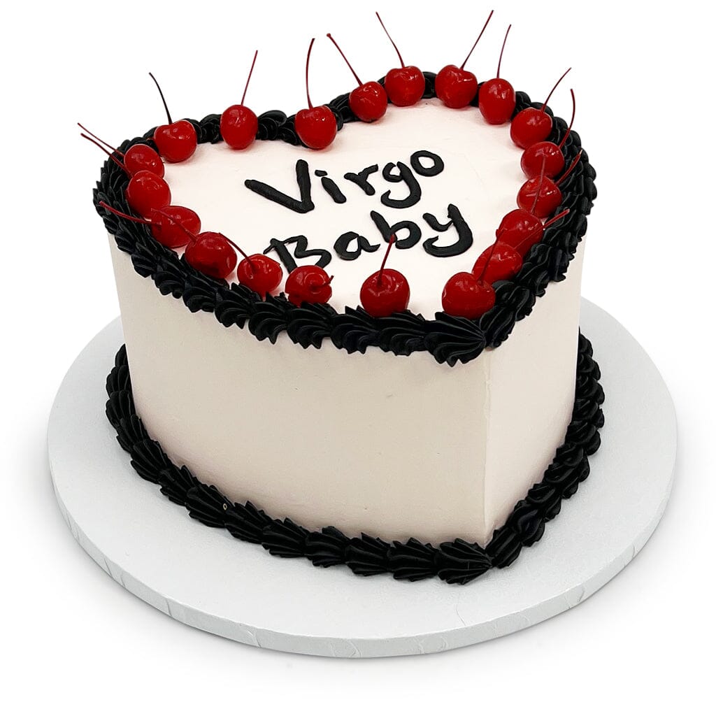 Virgo Season Birthday Cake | Black Heart Shaped Cake – Freed's Bakery