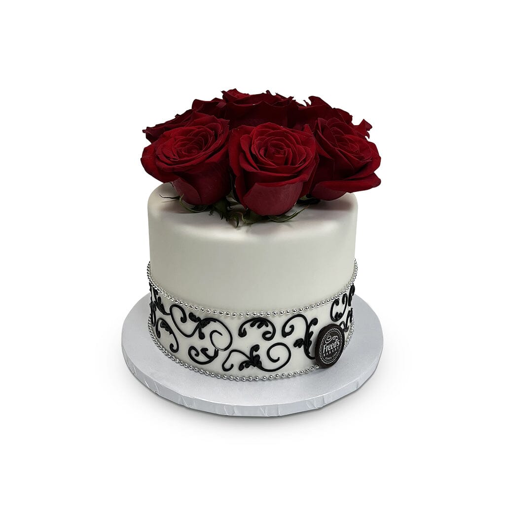 Simple Wedding Cake with Roses – Freed's Bakery